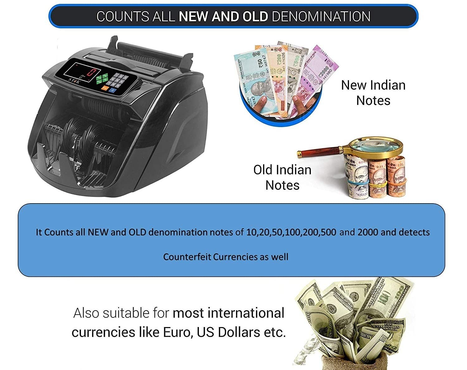ST-MC05 Fully Automatic Note Counting Machine with Fake Currency ...