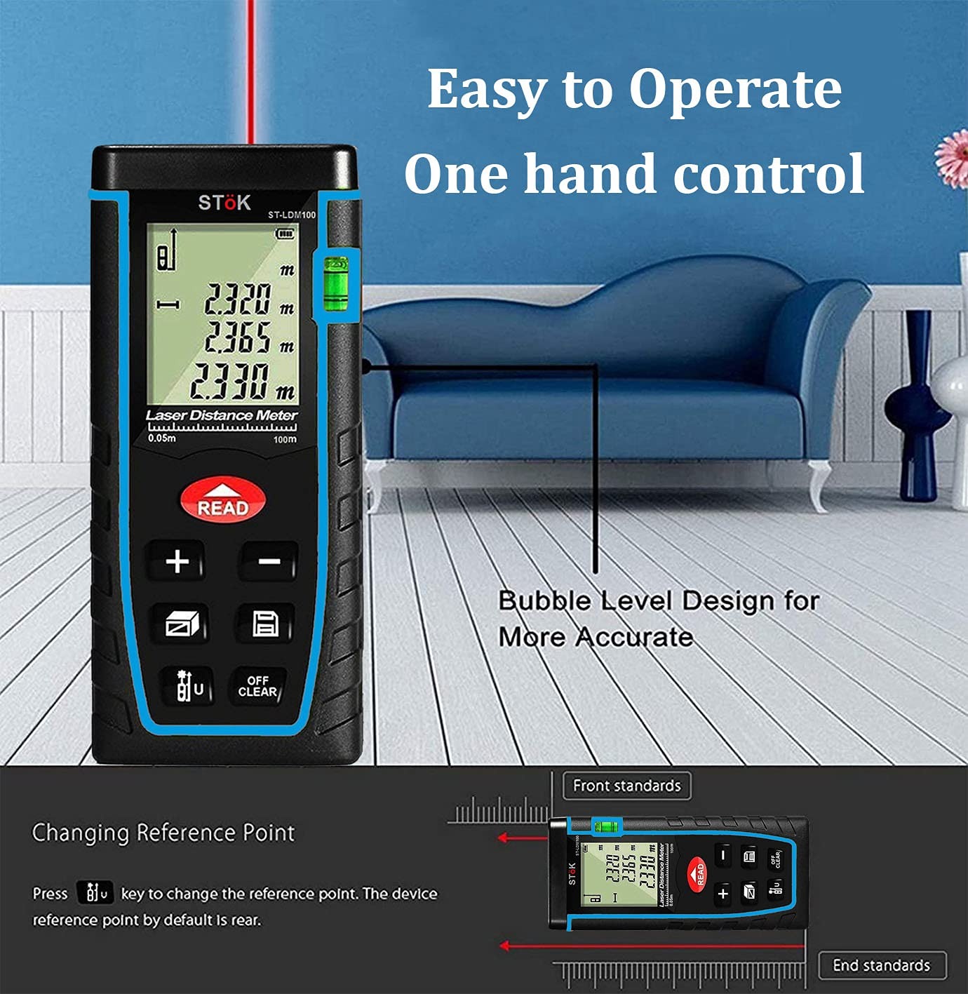 ST-LDM100 Laser Range Finder/Distance Measuring Meter Tape with in ...