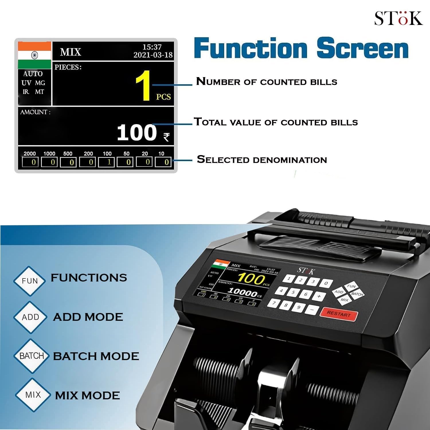 St Vcm01 Fully Automatic Value Counting Note Counting Currency Counting